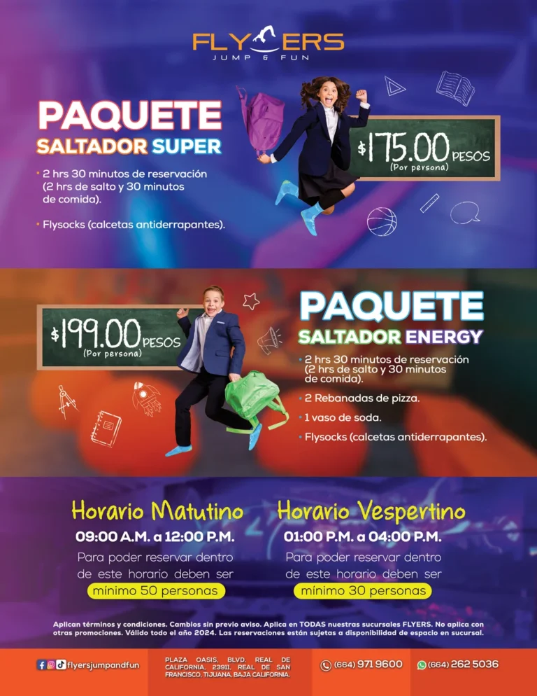 Paquetes para Eventos | Flyers Jump and Fun